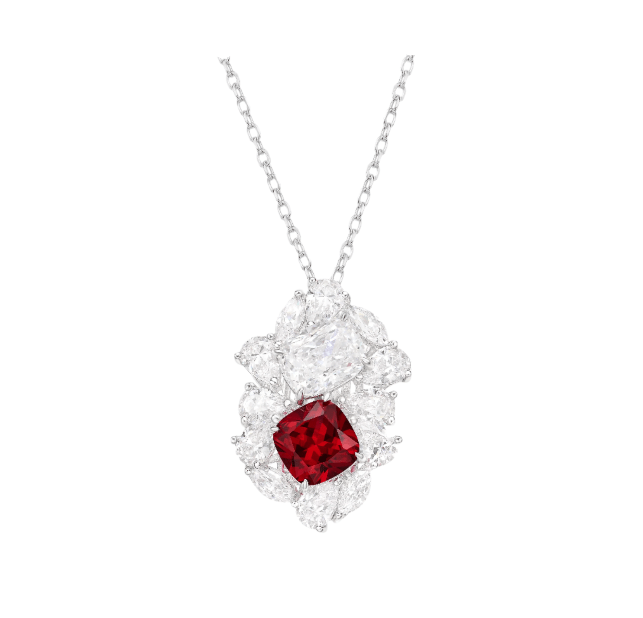 Scarlet Bloom Ruby Pendant Necklace – Elegant Red Gem
